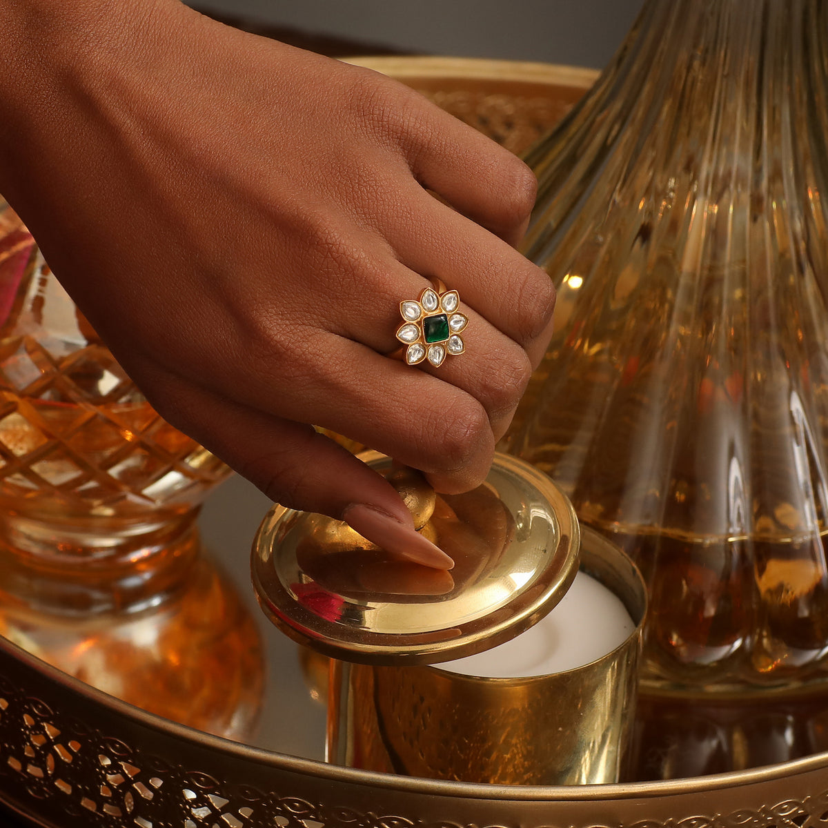 Discover Aagna Jadau Silver Finger Ring | Paksha - Paksha India